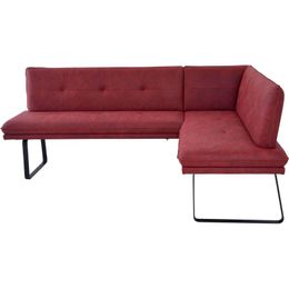 K+w Komfort & Wohnen K+W Komfort & Wohnen Eckbank 1 Stk. tlg. Polstereckbank in Spitzkissenoptik, Sitz und R&uuml;cken gesteppt rot B/H/T: 207cm x 87cm x 157cm, Microfaser 785