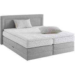 Westfalia Schlafkomfort Boxspringbett wahlweise mit Bettkasten und Topper grau Microvelours Mit Kaltschaum-Topper,mit Bettkasten, Liegefl&auml;che B/L: 180cm x 200cm, H2 + H2, 