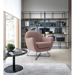 Trendmanufaktur Sessel &raquo;Evora, Loungesessel, Designsessel&laquo; in zeitlosem Stil mit modernem Metallgestell lila 92% Polyester, 8% Nylon Struktur fein, B/