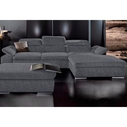 Sit & More sit&more Ecksofa &raquo;Alcudia L-Form&laquo; wahlweise mit Schlaffunktion grau Struktur;Luxus-Kunstleder;Primabelle -Microfaser B/H/T: 286cm x 73cm x 174cm, 