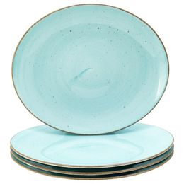 Creatable Steakteller &raquo;Vintage Nature, Teller Set, 4-tlg.&laquo; Naturverbundenes Design, Vielseitig einsetzbar blau Porzellan 30,5cm