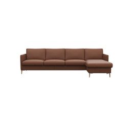 FLEXLUX Ecksofa &raquo;Fiore, L-Form, bequem und komfortabel durch hochwertigem Sitzaufbau&laquo; schmale Armlehnen, Kaltschaum, F&uuml;&szlig;e Alu+ Eiche braun B/H/T: 