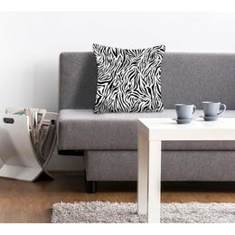 queence Dekokissen &raquo;Finn&laquo; Kissenh&uuml;lle,Zebra-Fell,Tiermuster,Geometrisch,Schwarz-Wei&szlig;,Naturmotiv schwarz Polyester B/L: 40cm x 40cm, 1 Stk.