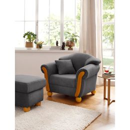 Home Affaire Sessel &raquo;Milano, Loungesessel&laquo; hoher Sitzkomfort mit Federkernpolsterung, incl. Zierkissen grau Luxus-Microfaser in Lederoptik, Sessel, B/