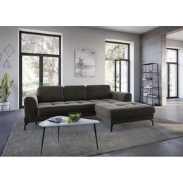 Sit & More sit&more Ecksofa &raquo;Bendigo L-Form&laquo; inklusive Sitztiefenverstellung, Bodenfreiheit 15 cm, 2 Fu&szlig;farben grau B/H/T: 284cm x 87cm x 175cm, Samtoptik,mega-