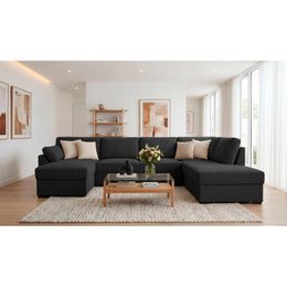 OTTO home Wohnlandschaft &raquo;Citry&laquo; Breite 309 cm, Chenille, Bettfunktion, Bettkasten, U-Form grau 100% polyester B/H/T: 309cm x 88cm x 224cm, Chenille, 