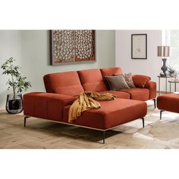 W.Schillig Ecksofa &raquo;run, Designsofa mit tollem Sitzkomfort, bequem, L-Form&laquo; mit Holzsockel, F&uuml;&szlig;e in Schwarz pulverbeschichtet, Breite 279 cm orange 