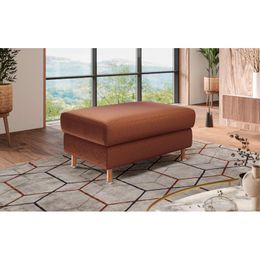 OTTO home Polsterhocker &raquo;Calypso&laquo; Holzfuesse mit Metallteller braun 100%Polyester B/H/T: 100cm x 48cm x 65cm, Luxus-Microfaser Lederoptik,mit Stauraum