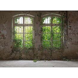 Livingwalls living walls Fototapete &raquo;Designwalls Old Window&laquo; glatt Vlies, Wand, Schr&auml;ge, Decke grau Vlies B/L: 3,5m x 2,55m