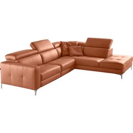 Egoitaliano Ecksofa &raquo;Matt, hoher Sitzkomfort und aufwendige Detailverarbeitung, L-Form&laquo; mit Ottomane, inkl. verstellbarer Kopfteile zum Relaxen rot Leder &raquo;BULL&laquo; (