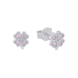 Prinzessin Lillifee Damen Paar Ohrstecker &raquo;Kleeblatt&laquo; mit Zirkonia (synth.) rosa Silber 925 (Sterlingsilber)
