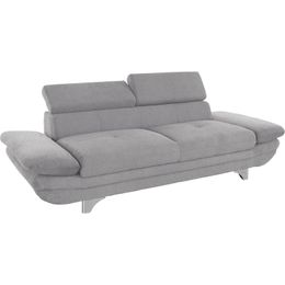 COTTA Polstergarnitur &raquo;Enterprise&laquo; Set, Set bestehend aus 2,5-Sitzer mit Arm- & Kopfteilverstellung & Hocker grau Chenille-Struktur,mit 