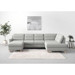 Sit & More sit&more Wohnlandschaft &raquo;Far&ouml; U-Form&laquo; inklusive Federkern, wahlweise mit Schlaffunktion und Bettkasten silber B/H/T: 325cm x 90cm x 187cm, Luxus-