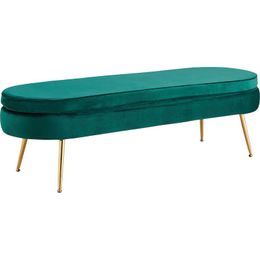 Salesfever Polsterbank &raquo;Clam Elegante Bank mit Polsterung&laquo; Eleganz in Gold: Breite 142cm gr&uuml;n Metall, Polyester B/H/T: 142cm x 41cm x 45cm, 