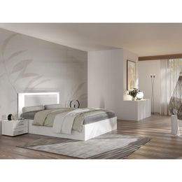 Home Affaire Bett &raquo;LANDERY Bettgestell 160x200 cm, Kopfteil mit Beleuchtung&laquo; ohne Lattenrost, Bettkasten und Matratze, Breite 160 cm Liegefl&auml;che L&auml;nge