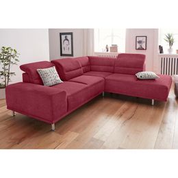 Sit & More sit&more Ecksofa &raquo;Mariola L-Form&laquo; mit Federkern und Ottomane, inklusive Sitztiefenverstellung rot Luxus-Microfaser (100% Polyester);Struktur (100% 