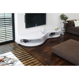 Salesfever Lowboard &raquo;Slow Design TV-Kommode f&uuml;r stilvolles Wohnen&laquo; Kommode in moderner Form, Fernsehschrank in Hochglanz wei&szlig; MDF B/H/T: 200cm x 30cm 