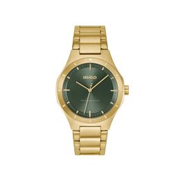 Hugo Herren Hugo Quarzuhr &raquo;#LIT&laquo; Armbanduhr, Herrenuhr, Edelstahlarmband, analog gold Einheitsgr&ouml;&szlig;e