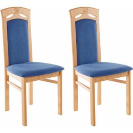 Home Affaire Esszimmerstuhl &raquo;Anthony&laquo; (Set) 2 Stk.Holzstuhl mit dekorativen Fr&auml;sungen blau Holzwerkstoff B/H/T: 47cm x 101cm x 51cm, 2 Stk., 