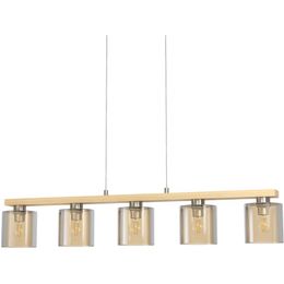 Eglo H&auml;ngeleuchte &raquo;CASTRALVO Pendellampe, Stahl, Holz und Glas, E27, IP20, Esszimmerlampe&laquo; E27 1 Stk. H&auml;ngelampe f&uuml;r Esszimmer, K&uuml;che oder Wohnzimmer 