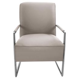 K+w Komfort & Wohnen K+W Komfort & Wohnen Cocktailsessel mit bezogenen Armlehnen, Gestell in Metall Edelstahloptik grau Leder Longlife BRONCO, B/H/T: 62cm x 77cm x 83cm