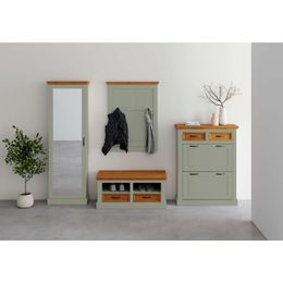 OTTO home Schuhkommode &raquo;Selma&laquo; mit 2 Klappen u. 2 Schubk&auml;sten, Breite 90 cm gr&uuml;n FSC -zertifiziertes Massivholz B/H/T: 90cm x 115cm x 30cm, 2 Stk., 