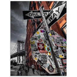 Artland Glasbild &raquo;New York Street Fotografie&laquo; Amerika 1 Stk. tlg. in verschiedenen Gr&ouml;&szlig;en grau B/H/T: 45cm x 60cm, Glasbild Amerika Hochformat, 1 Stk.