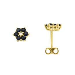Firetti Damen Paar Ohrstecker &raquo;Schmuck Geschenk Gold 333 Ohrschmuck Farbstein Edelstein Blume Saphir&laquo; mit Saphir - mit Brillant wei&szlig; 6,5mm, P2 = 