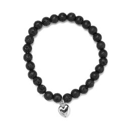 Firetti Damen Armband &raquo;Schmuck Geschenk Armschmuck Armkette Edelstein Lavastein&laquo; Made in Germany - mit Lavastein silber 19cm, Edelstahl Silikon