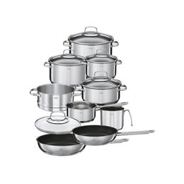 R&ouml;sle R&Ouml;SLE Topf-Set &raquo;ELEGANCE&laquo; Set, Bratentopf 20cm, Kochtopf 16/20/24 cm, Kasserolle 16cm, Pfanne 24/28cm, 14 Stk. tlg. Edelstahl 18/10 silber 