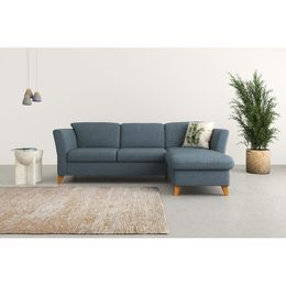 Home Affaire Ecksofa &raquo;Trelleborg L-Form&laquo; Federkern-Polsterung, wahlweise mit Schlaffunktion und Bettkasten blau 100% Polyester B/H/T: 249cm x 86cm x 