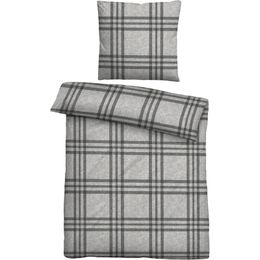 Biberna Bettw&auml;sche &raquo;Lya&laquo; 2 Stk. kuschelig warm, weich, Melange, 100% Baumwolle, made in Germany grau Flanell, Obermaterial: 100% Baumwolle B/L: 135cm x 200cm,
