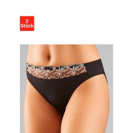 Nuance By Lascana Damen Nuance by Lascana Slip Packung, mit sch&ouml;ner Stickereispitze, als Dessous-Set kombinierbar schwarz-wei&szlig; 52/54