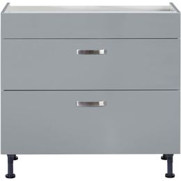 KOCHSTATION Kochfeldumbauschrank &raquo;KS-Cara&laquo; Breite 90 cm, mit Vollausz&uuml;gen und Soft-Close-Funktion grau basaltgrau, B/H/T: 90cm x 87cm x 58,4cm