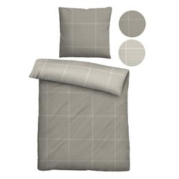 Biberna Wendebettw&auml;sche &raquo;0614606&laquo; 2 Stk. feiner Glanz + weicher Griff, pflegeleicht, ganzj&auml;hrig einsetzbar, RV blau Mako-Satin, Obermaterial: 100% Baumwolle B