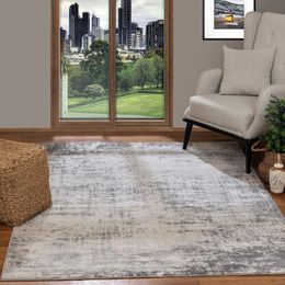 Teppich &raquo;WAMBA&laquo; rechteckig 10 mm H&ouml;he Modern abstrakter Teppich im Marble-Look grau Polypropylen (PP) B : 160cm 1 Stk., 10mm, L: 215cm