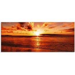Artland Glasbild &raquo;Sch&ouml;ner Sonnenuntergang Strand&laquo; Gew&auml;sser 1 Stk. tlg. in verschiedenen Gr&ouml;&szlig;en orange B/H/T: 125cm x 50cm, Glasbild Gew&auml;sser, 1 Stk.