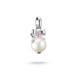 Thomas Sabo Damen Thomas Sabo Charm-Einh&auml;nger &raquo;Charm Perle mit Schleife - Connect&laquo; mit Zirkonia (synth.) oder Rubin (synth.) - mit S&uuml;&szlig;wasserzuchtperle