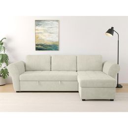 Trends by HG Ecksofa &raquo;Lasse L-Form, B: 259 cm&laquo; mit Schlaffunktion & Bettkasten beige 90% Polyester;10% Nylon B/H/T: 259cm x 85cm x 155cm, Feinstruktur