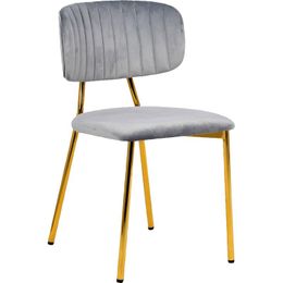 Kayoom Esszimmerstuhl &raquo;Stuhl Kian 125 2er-Set,filigranes Metallgestell,pflegeleicht Samtbezug&laquo; (Set) 2 Stk.samtweicher Bezug, pflegeleichter Samtbezug grau 