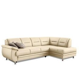 Sit & More sit&more Ecksofa &raquo;Mailand L-Form, B: 250 cm, zeitloses Design, Komfortpolsterung&laquo; optional Schlaffunktion, Liegefl&auml;che: 194x122cm, Leder beige Luxus-