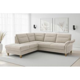 Sit & More sit&more Ecksofa &raquo;Pamela, B: 218 cm, L-Form, wahlweise mit Schlaffunktion und Bettkasten&laquo; mit Federkern beige 100% Polyester B/H/T: 218cm x 90cm x 