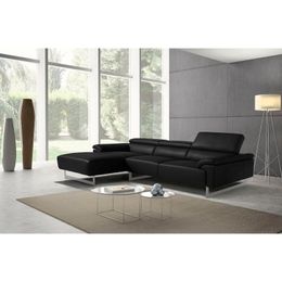 Egoitaliano Ecksofa &raquo;Malika, edel und bequem, Designsofa mit hochwertigen Bez&uuml;gen, L-Form&laquo; mit Recamiere, inkl. Kopfteilverstellung und chromfarbenen Metallf&uuml;&szlig;en 