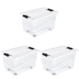 keeeper Aufbewahrungsbox &raquo;Konrad, Box mit Rollen, 3er Set, 52 L, 59,5 x 39,5 x 35 cm&laquo; durch Clips verschlie&szlig;bar, Griffe und Rollen am Boden Kunststoff