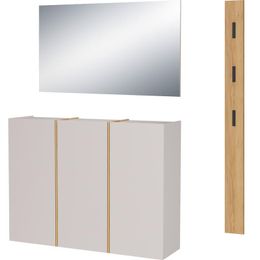 Germania Garderoben-Set &raquo;GW-Libbiano Plus&laquo; 3 Stk. tlg. wei&szlig; Glas, Holzwerkstoff, Metall B/H/T: 168cmcm x 200cmcm x 38cmcm, 3 tlg.
