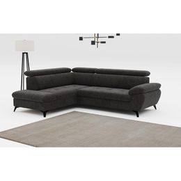 COTTA Ecksofa &raquo;Hudson&laquo; mit Kopfteilverstellung, optional Schlaffunktion & Bettkasten braun B/H/T: 256cm x 100cm x 207cm, Struktur fein, Ottomane links