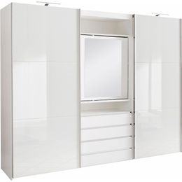 wimex Schwebet&uuml;renschrank &raquo;Magic by fresh to go&laquo; mit drehbarer Spiegelt&uuml;r wei&szlig; B/H/T: 300cm x 236cm x 65cm, Schubladen: 4 Stk. T&uuml;ren: 2 Stk. Griffleisten 