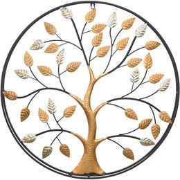HOFMANN LIVING AND MORE Wanddekoobjekt &raquo;Wanddekoration&laquo; Baum aus Metall, mit Rahmen gold Metall B/H/T: 5cm