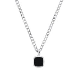 Amor Herren Kette mit Anh&auml;nger &raquo;quadratisch&laquo; mit Achat schwarz Edelstahl, L: 55 B: 5,3mm