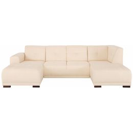 Home Affaire Wohnlandschaft &raquo;Langeland U-Form&laquo; incl. 2 Zierkissen, Recamiere wahlweise links oder rechts beige Filzoptik (100% Polyester);Struktur (